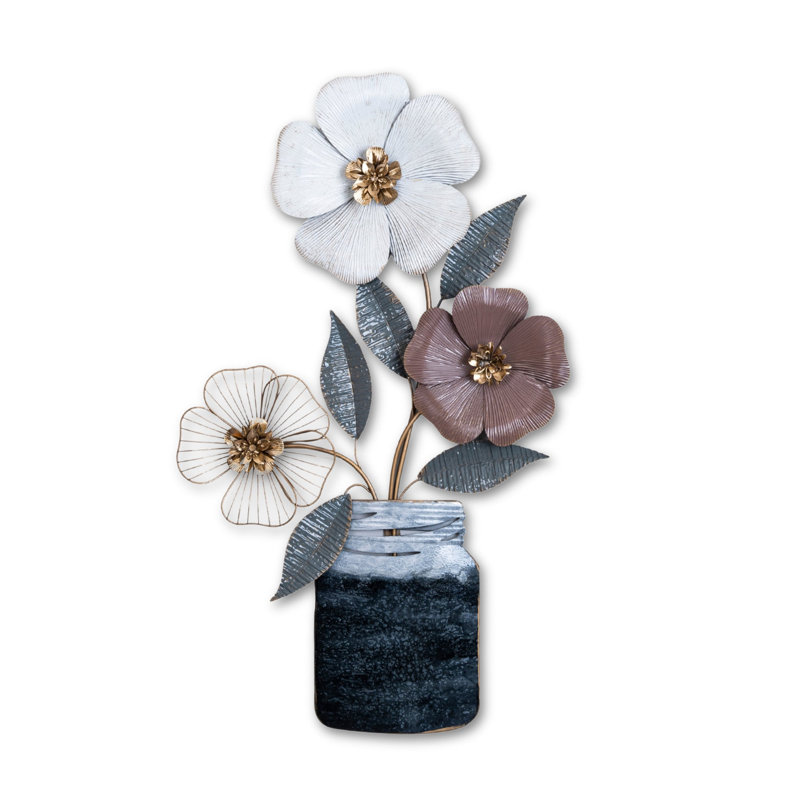 Mercer41 Makaiyah Garden Bliss Metal Flower Wall Art In Vibrant Hues | Wayfair